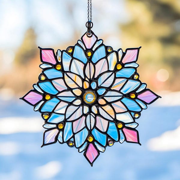 Snowflake Suncatcher - Etsy