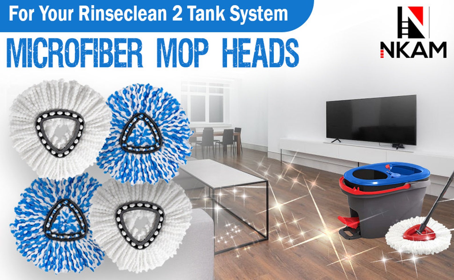 4 Pcs Spin Mop Head Replacement With 1 Triangle Spin Mop Replacement ...