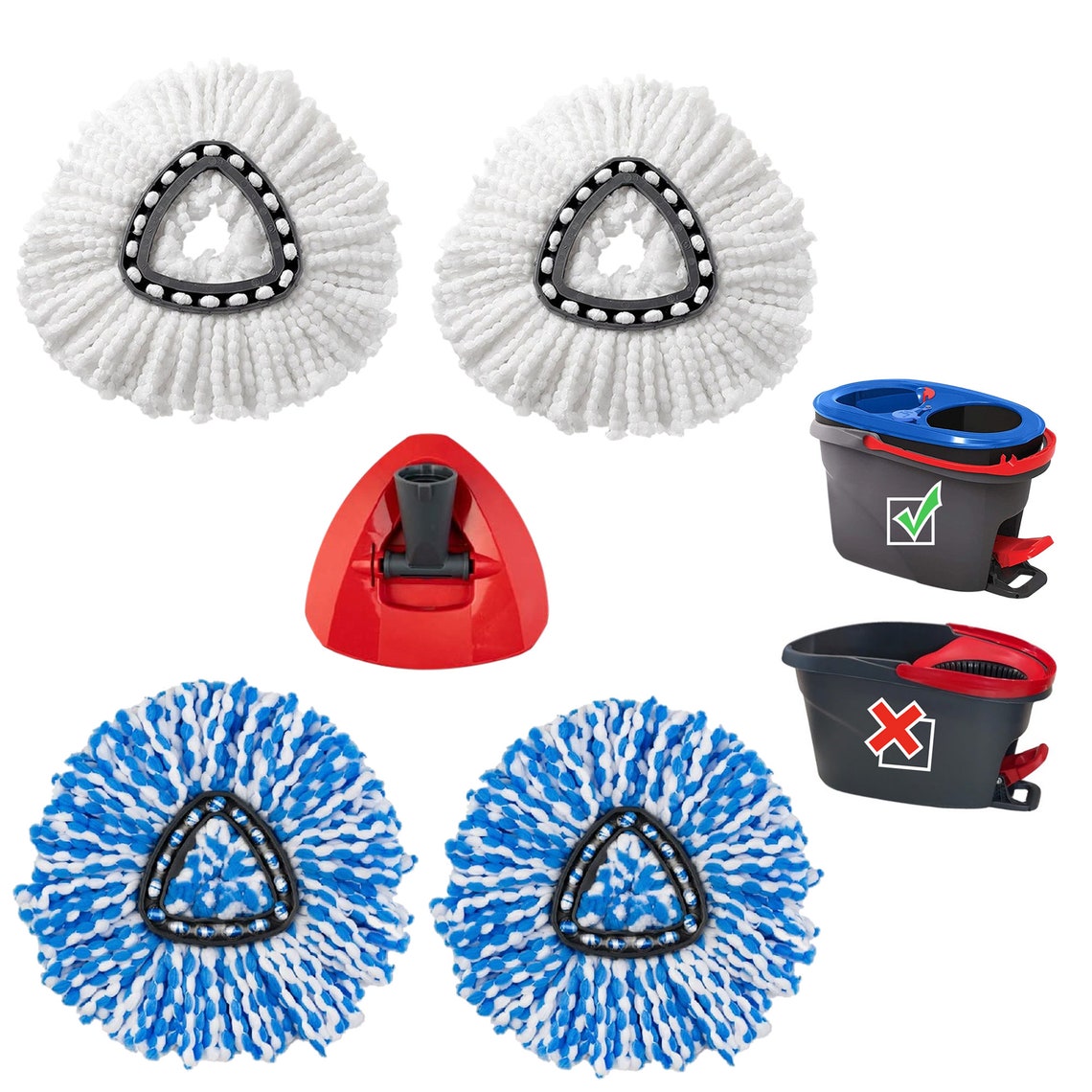 4 Pcs Spin Mop Head Replacement With 1 Triangle Spin Mop Replacement ...