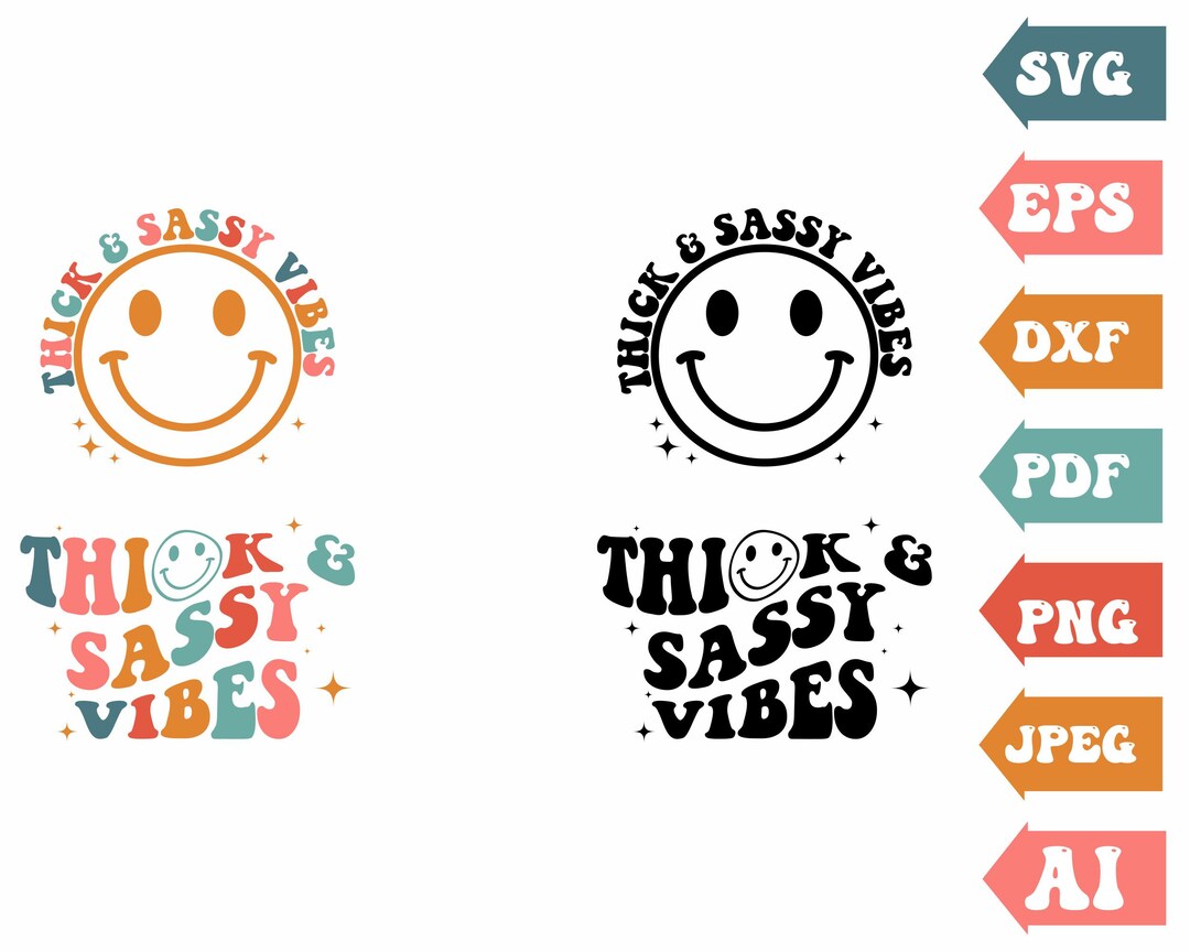 Thick & Sassy Vibes Svg: Retro Wavy Text Cut File (digital Download) - Etsy