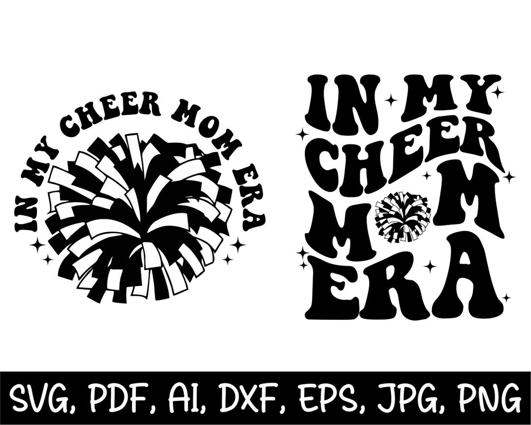 In My Cheer Mom Era Svg, Cheer Mom Svg, Retro Wavy Text, Gift for Her, Pom Pom Svg, Cheerleading ...