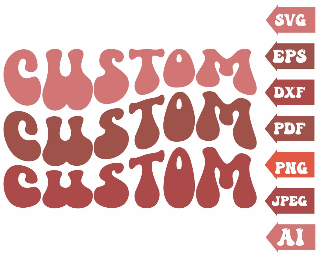 Custom Wavy Stacked Svg, Custom Svg, Customised Retro Wavy Text Svg, Retro Wavy Text Clipart ...