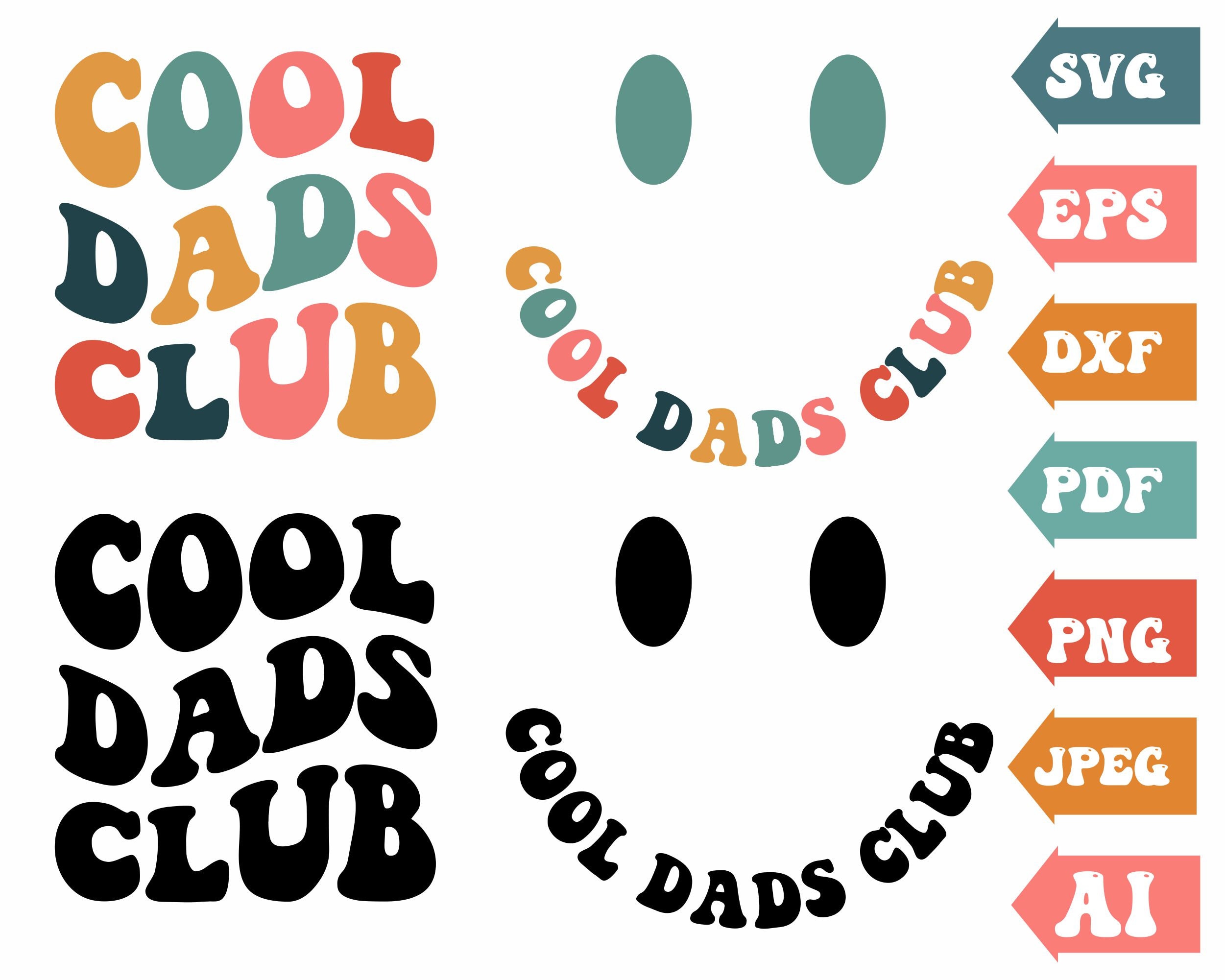 Cool Dads Club Svg, Fathers Day Svg, Wavy Svg, Retro Wavy Text, Best ...