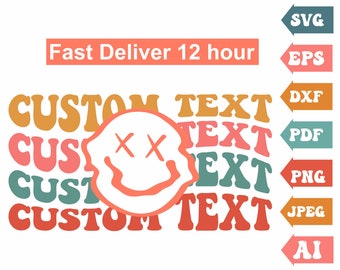 Custom Wavy Stacked Svg, Custom Svg, Customized Retro Wavy Text Svg ...