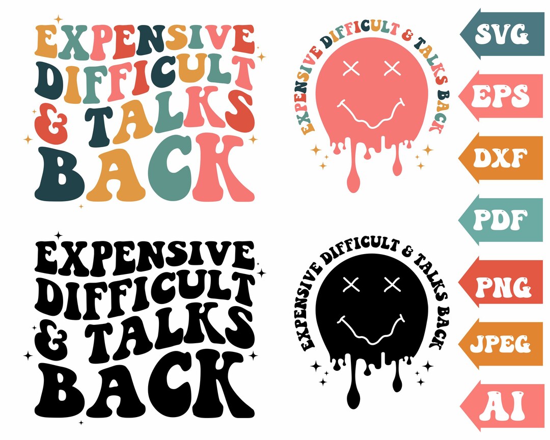 Expensive Difficult and Talks Back Svg, Wavy Svg, Wavy Text, Retro Svg ...