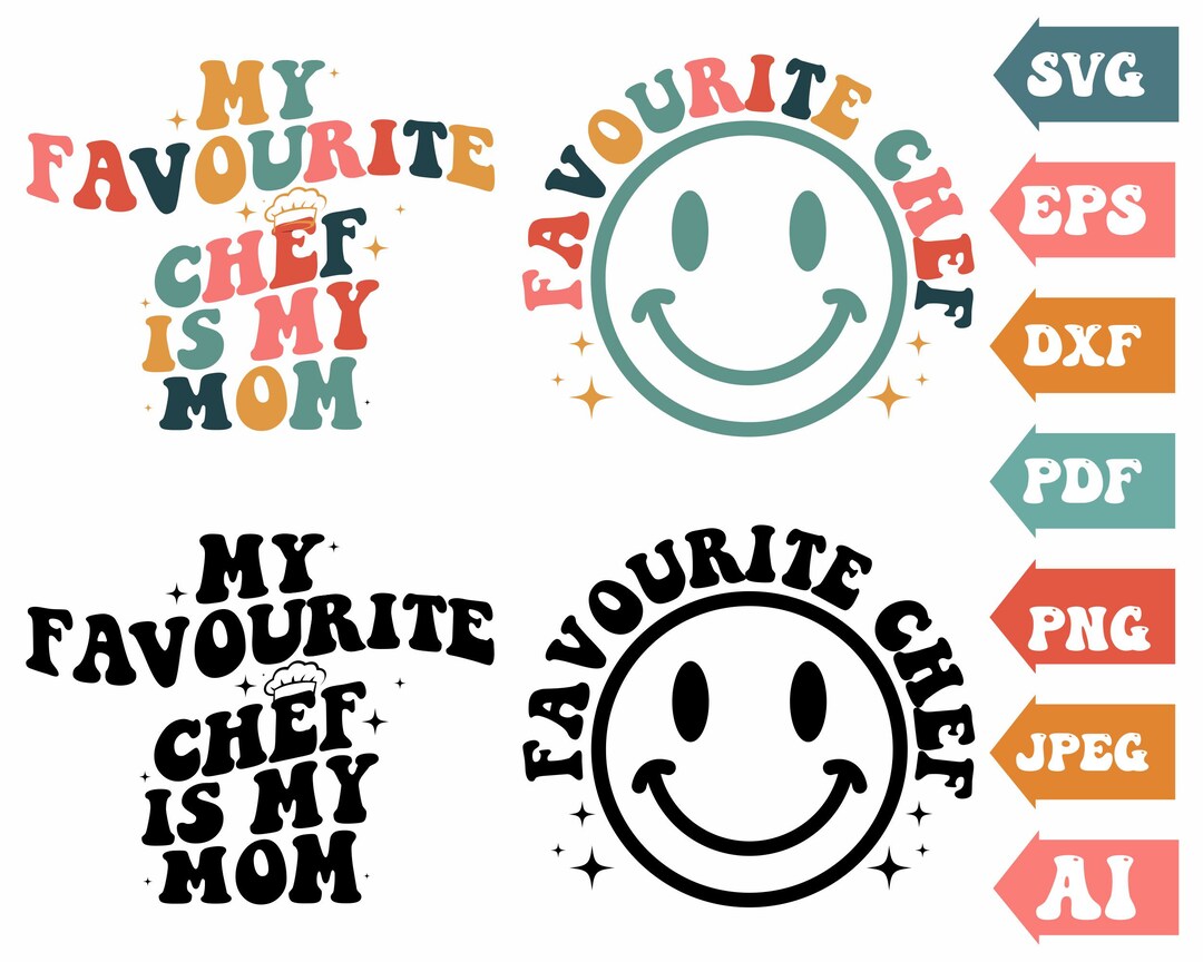 My Favourite Chef is My Mom Svg, Chef Svg, Wavy Svg, Wavy Text, Retro ...