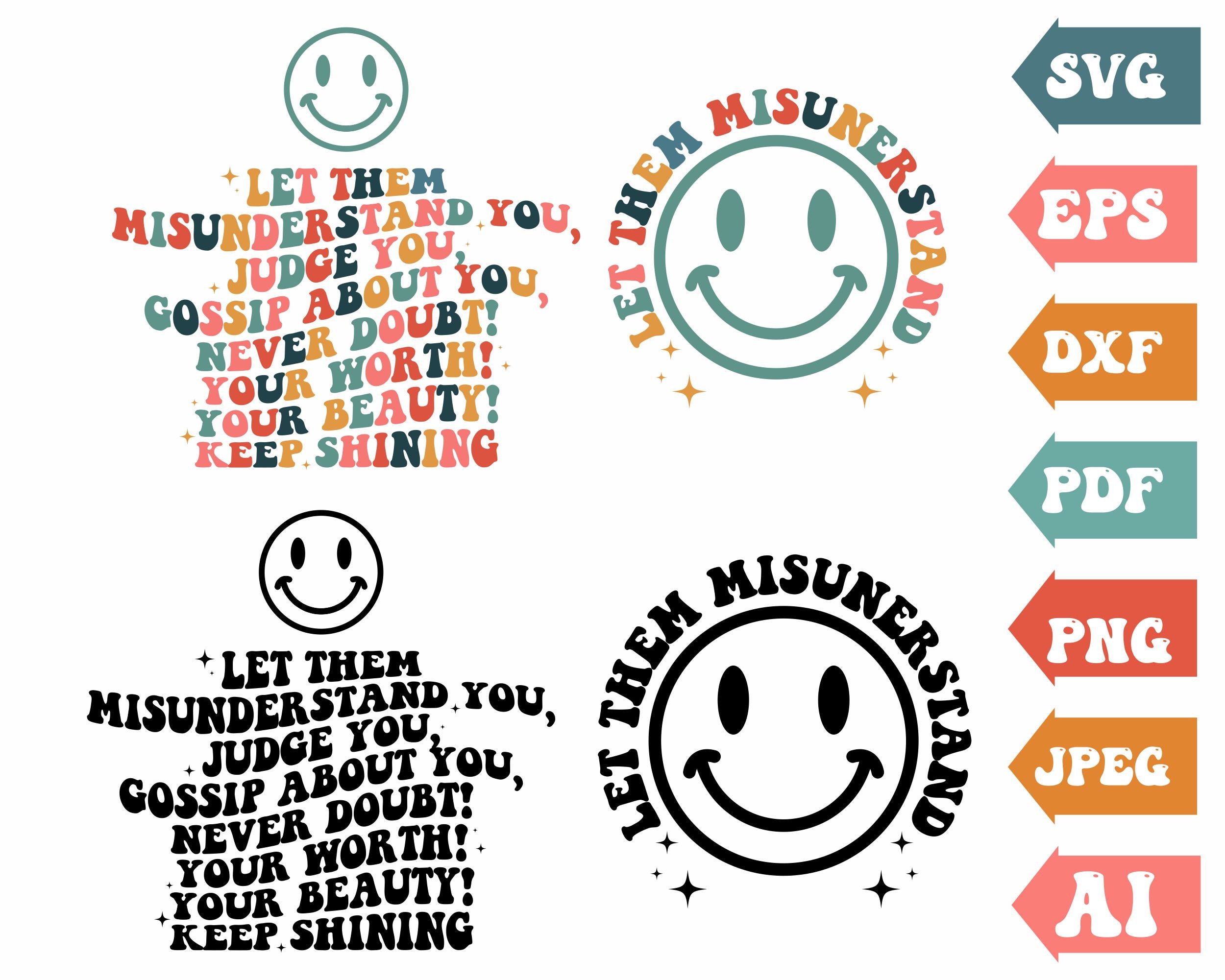 Let Them Svg, Keep Shining Svg,wavy Svg, Wavy Text, Retro Svg, Let Them ...