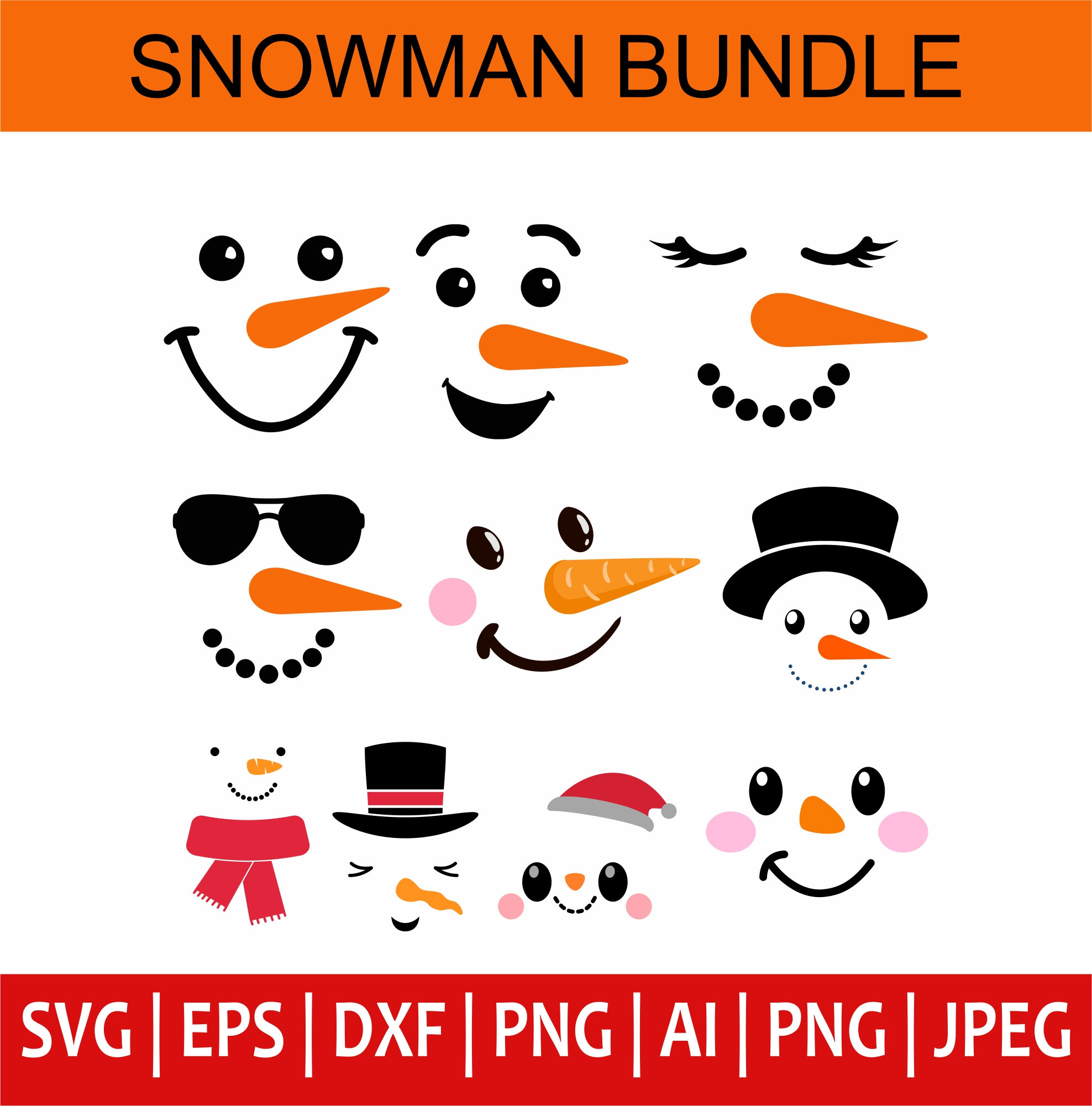Snowman Faces Svg, Snowman Svg, Christmas Svg, Christmas Snowman Svg ...