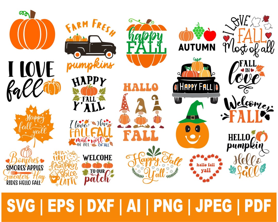 Fall Svg Bundle, Fall Png, Autumn Svg, Thanksgiving Svg, Fall Designs ...