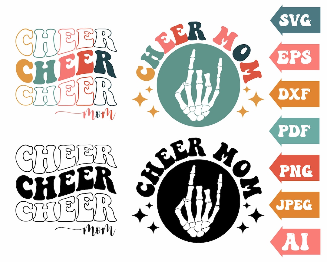 Cheer Mom Svg, Cheerleader Svg, Wavy Shacked Svg, Retro Wavy Text ...