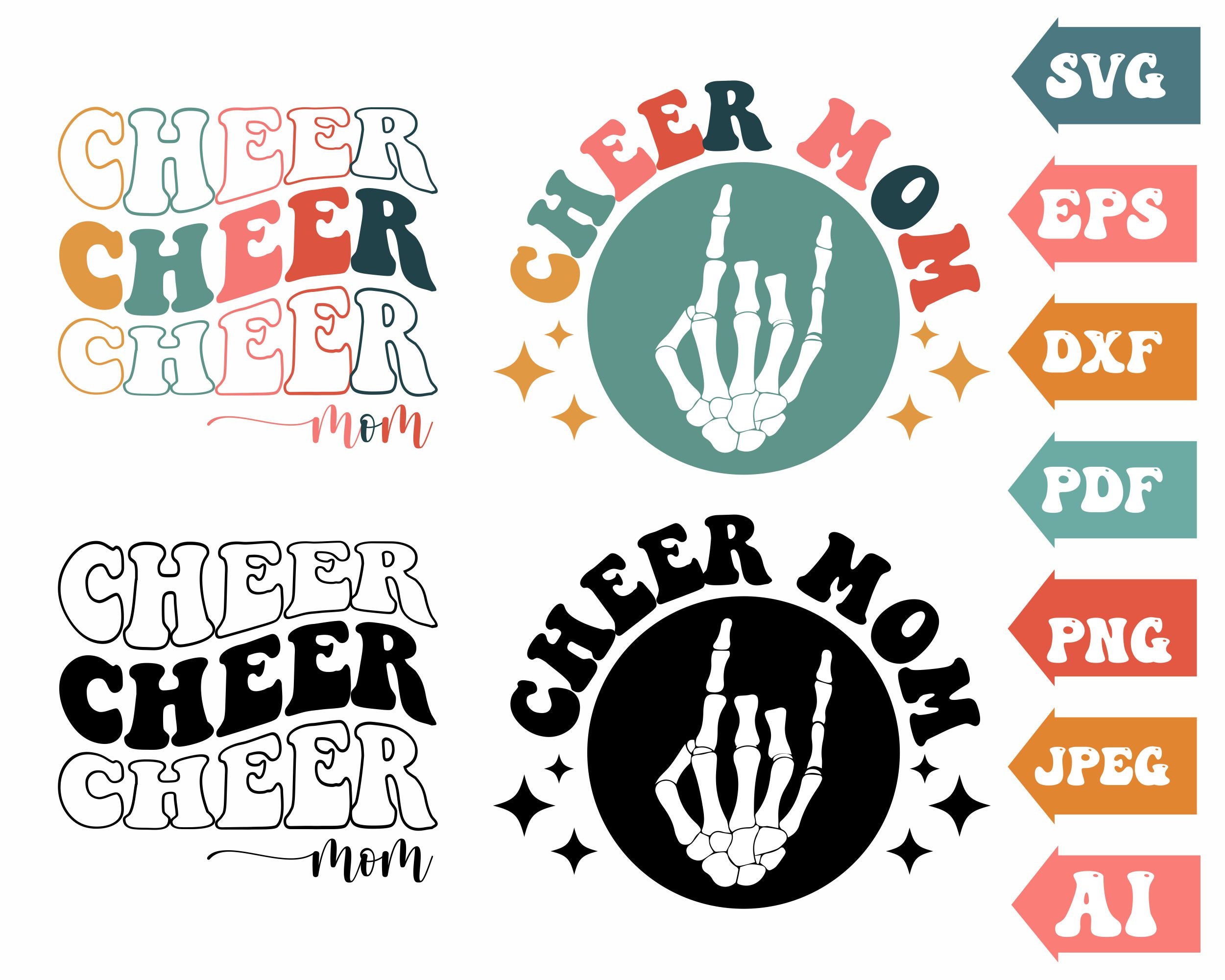 Cheer Mom Svg, Cheerleader Svg, Wavy Shacked Svg, Retro Wavy Text ...