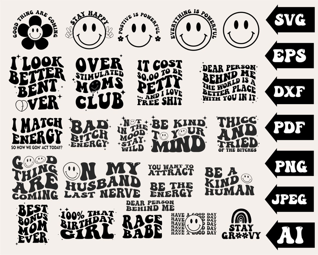 Groovy Svg Bundle, Wavy Text Svg, Retro Svg, Boho Svg, Hippie Svg ...