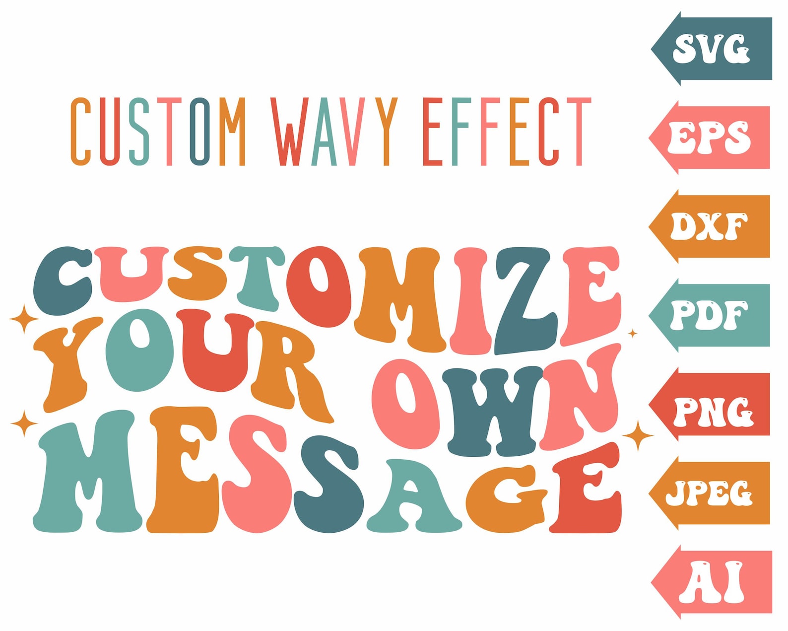 Custom Wavy Stacked Svg Custom Svg Customized Retro Wavy - Etsy Australia