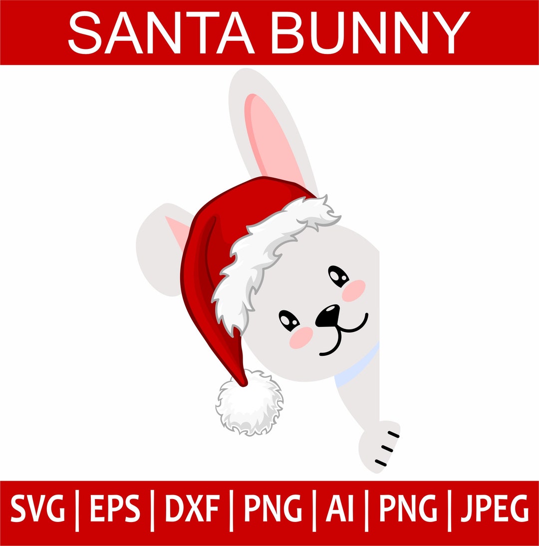 Bunny Santa Hat Svg, Christmas Svg, Bunny Svg, Santa Hat Svg, Rabbit ...