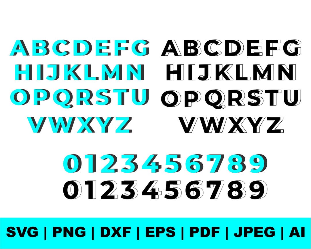 Shadow Alphabet Svg, Shadow Cursive Letter Svg, Angled Block Shadow ...