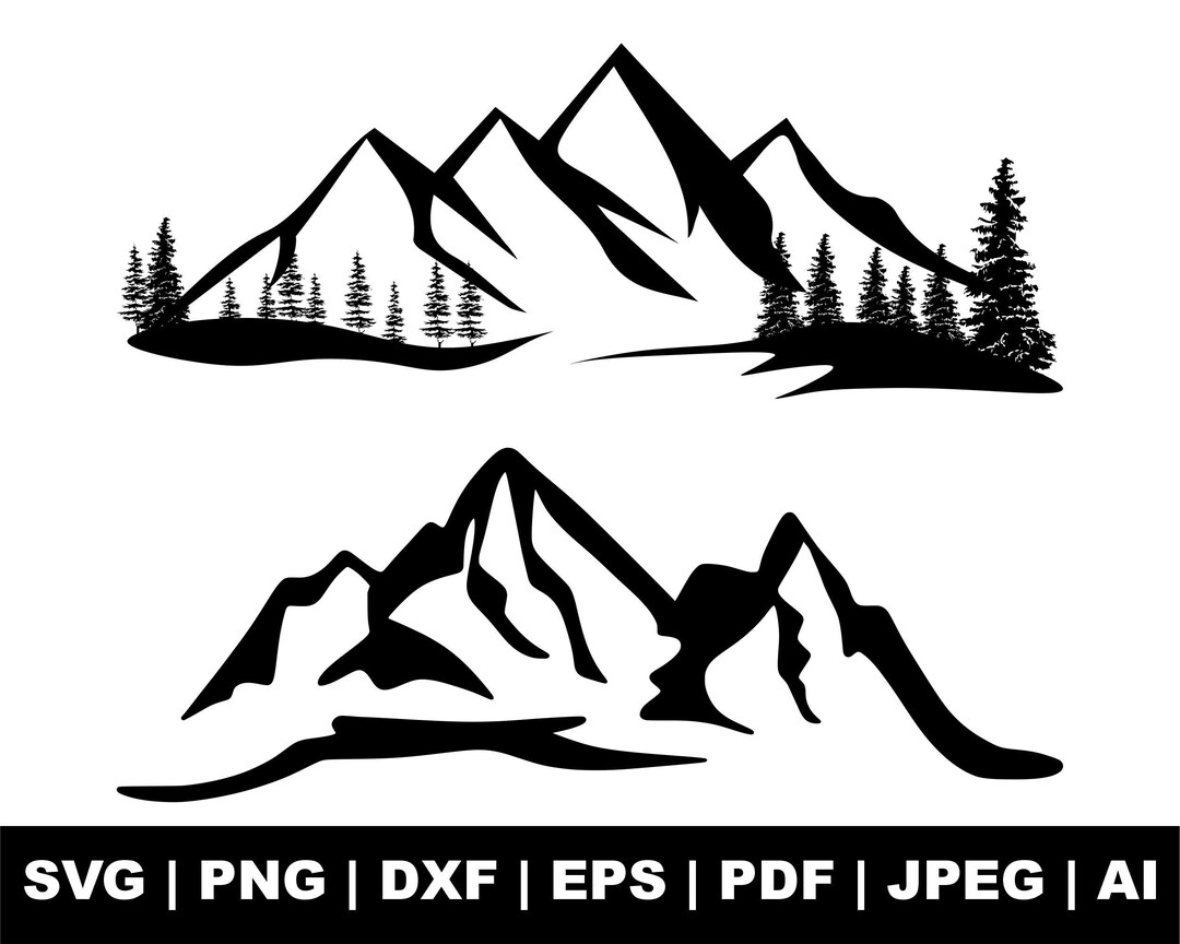 Nature Scene Svg, Mountain Range Svg, Mountains Svg, Mountains Trees ...
