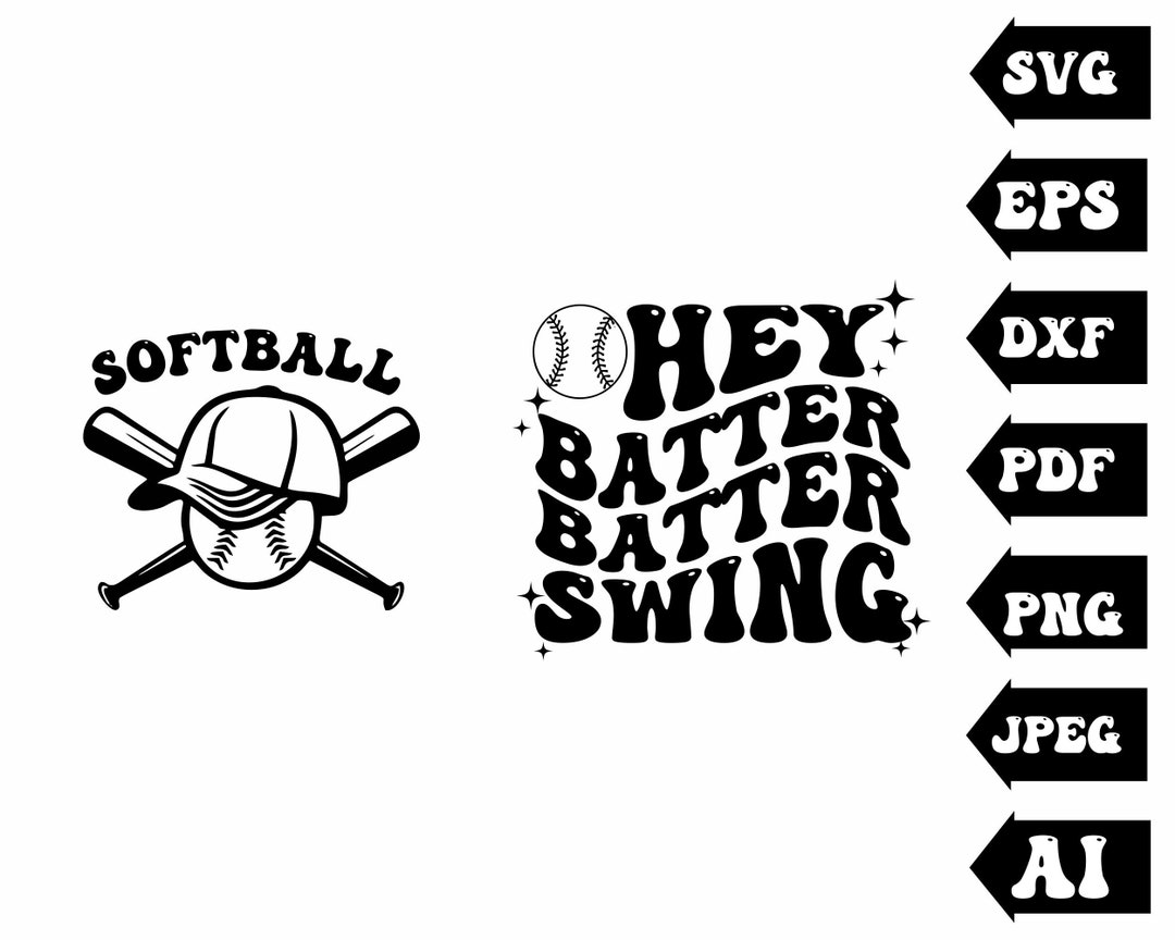 Hey Batter Batter Swing Svg, Wavy Svg, Retro Wavy Text, Baseball Svg ...