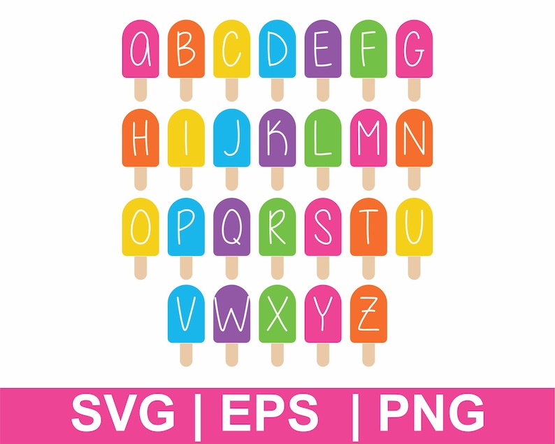 Popsicle Font Svg, Popsicle Png, Summer Svg, Ice Cream Svg, Font Svg, T ...