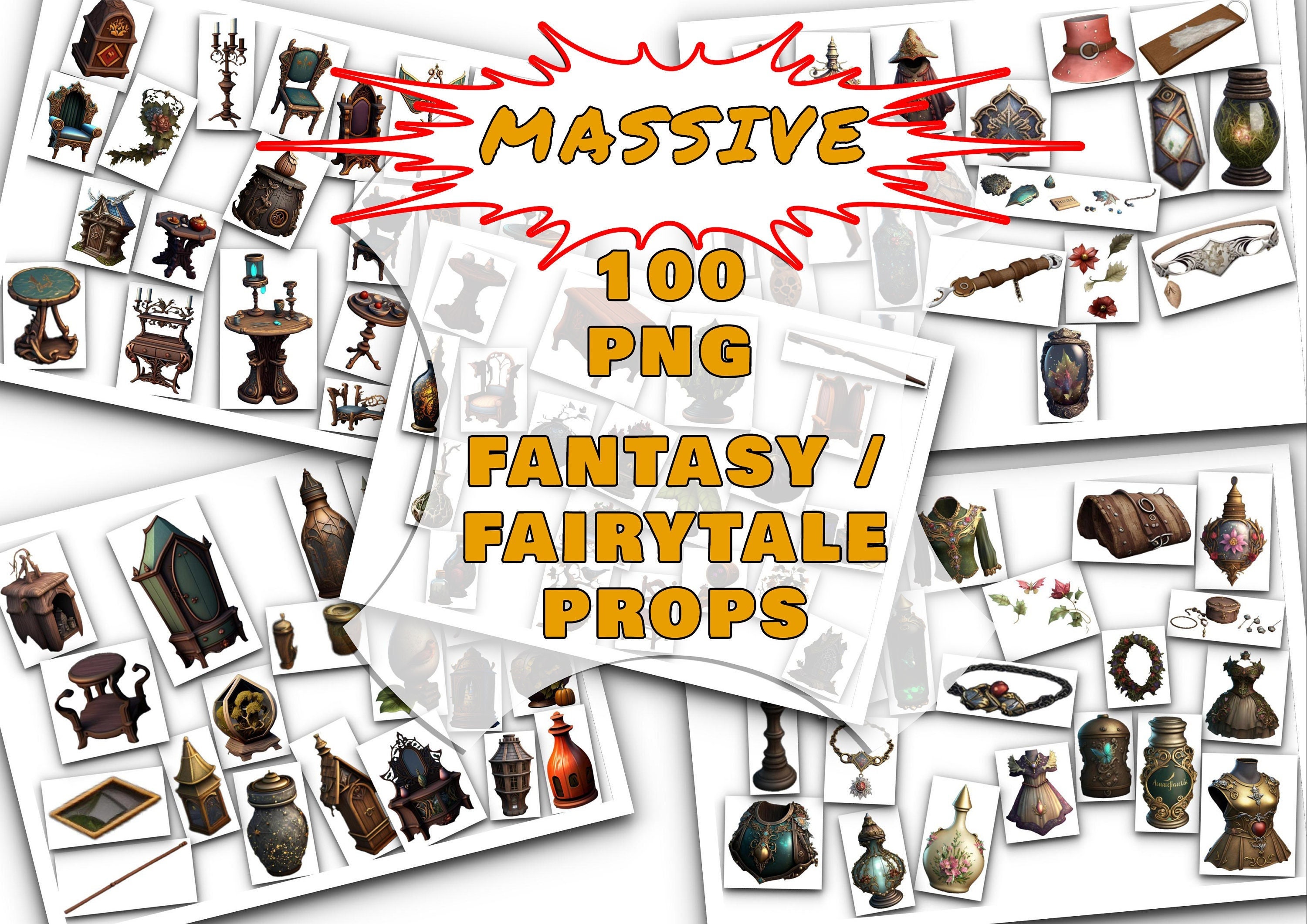 MASSIVE 100 Transparent PNG Fantasy / Fairytale Props - Etsy
