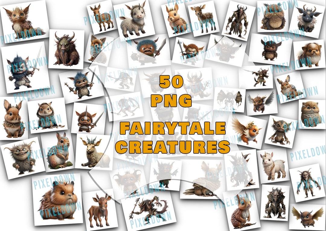 50 Fairytale Creatures With Full Background Transparency - Etsy