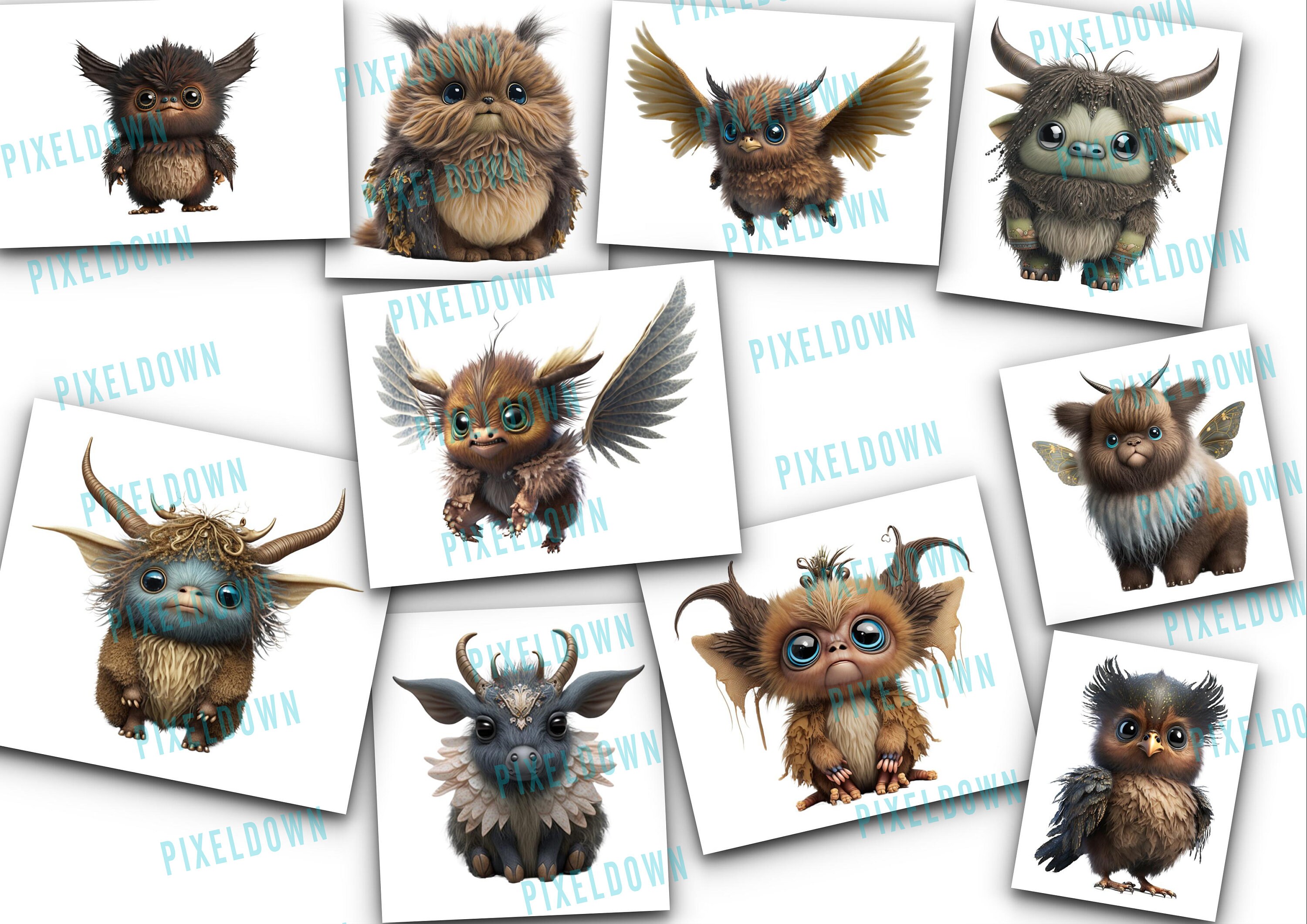 50 Fairytale Creatures With Full Background Transparency - Etsy