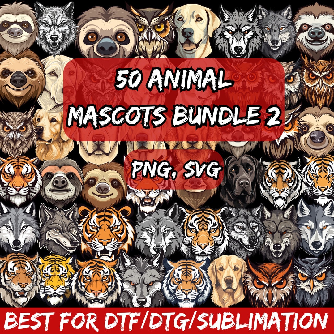 50 Animal Mascots Bundle 2 | T-shirt Design | Pop Culture | High ...