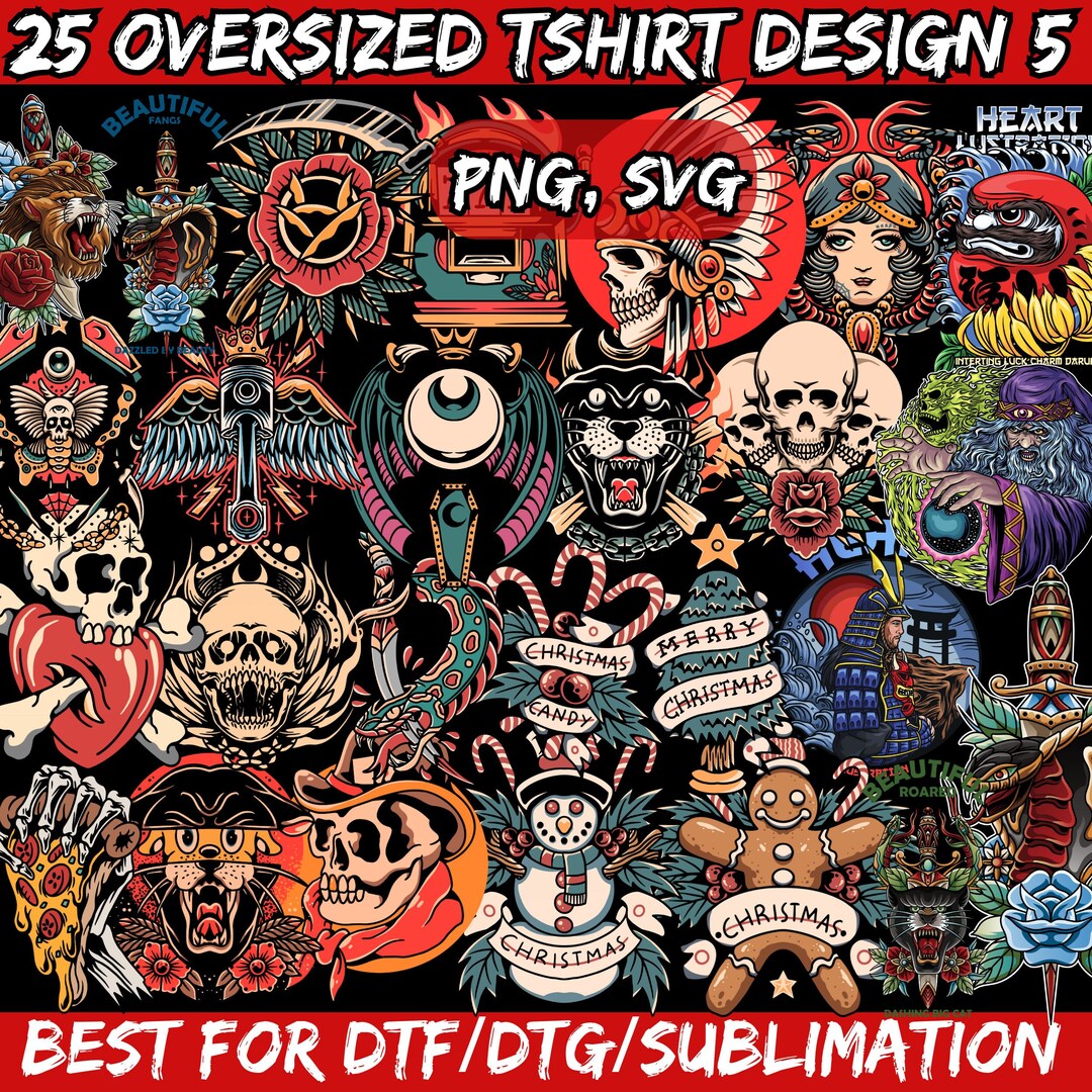 25 Oversized Design Bundle 5 | Bikers Design | Urban Shirt Designs ...