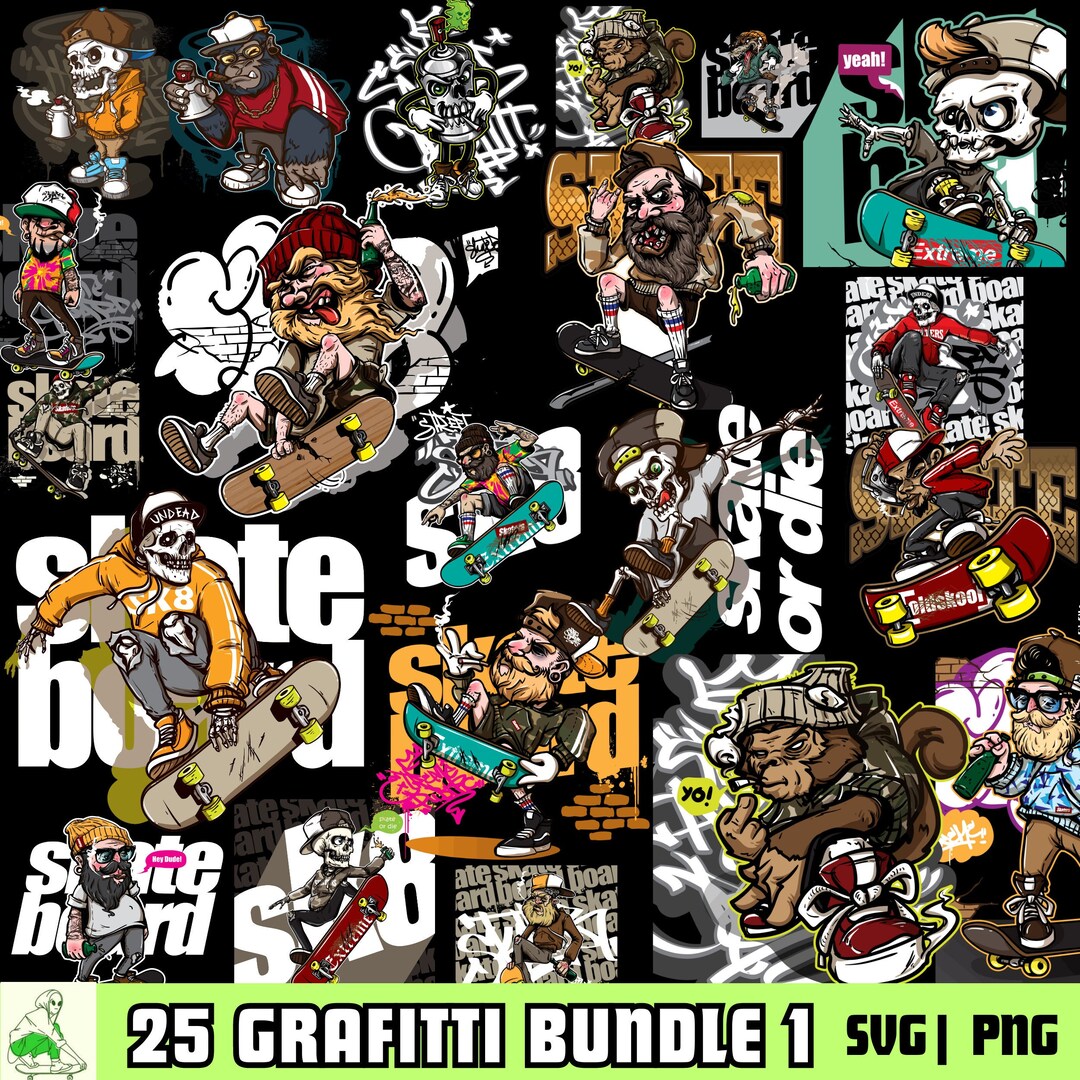 Street Art Graffiti Designs: Hip Hop SVG PNG Bundle - Etsy