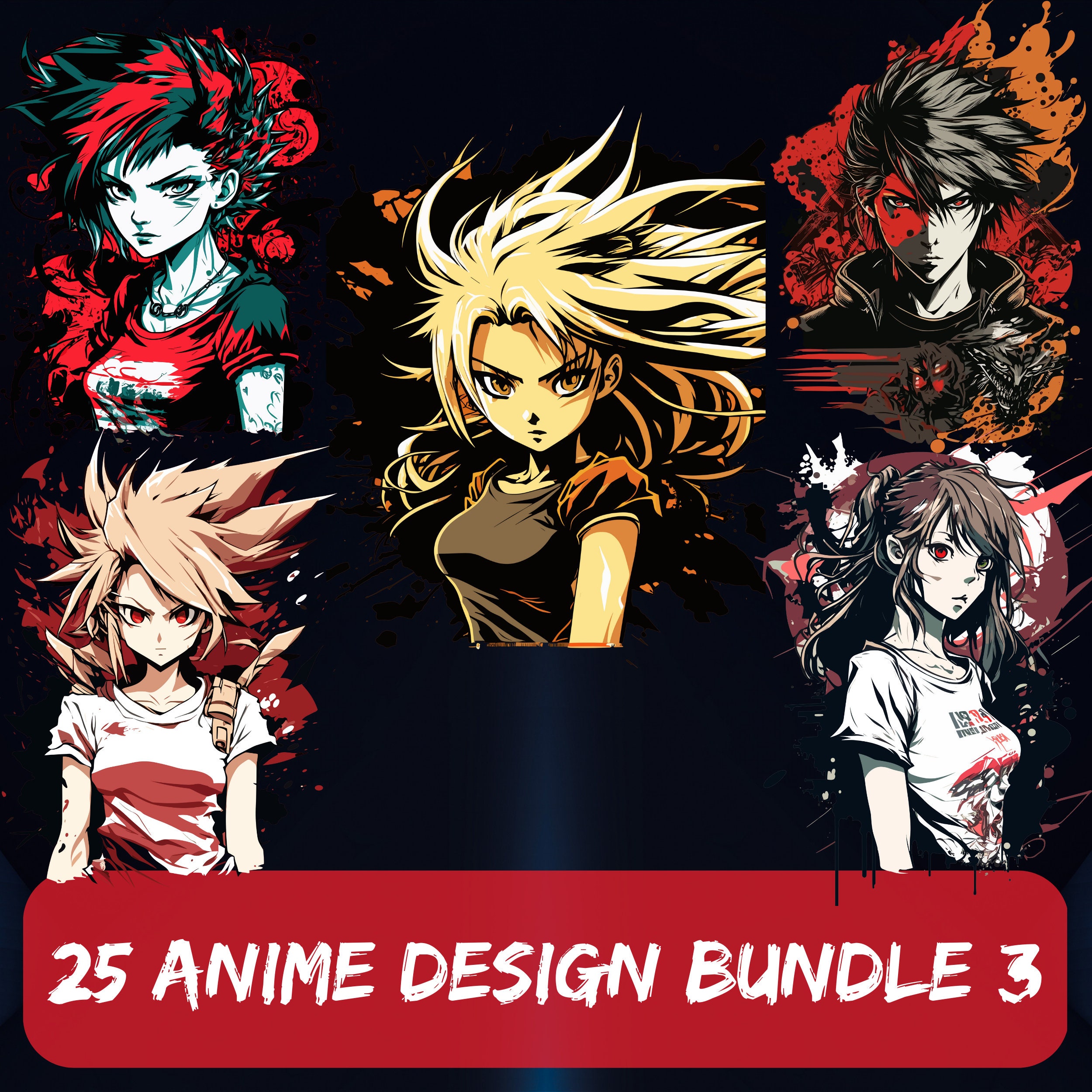 25 Anime Bundle 3 Png Hd Anime Bundle dtf Direct to Film Anime Cut File ...