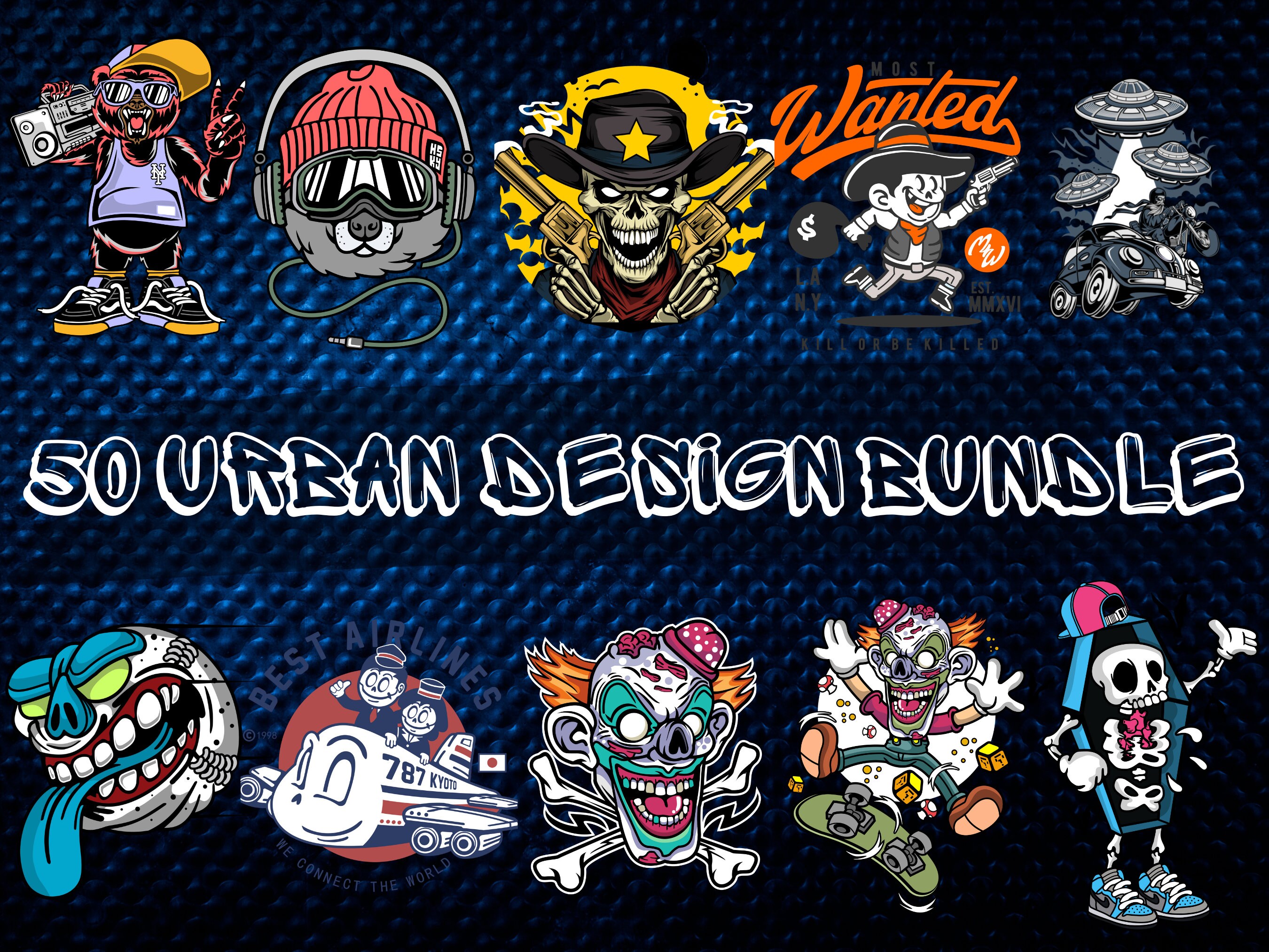 50 Streetwear T-shirt Designs: Hip Hop Pop Culture Bundle (AI, PNG) - Etsy