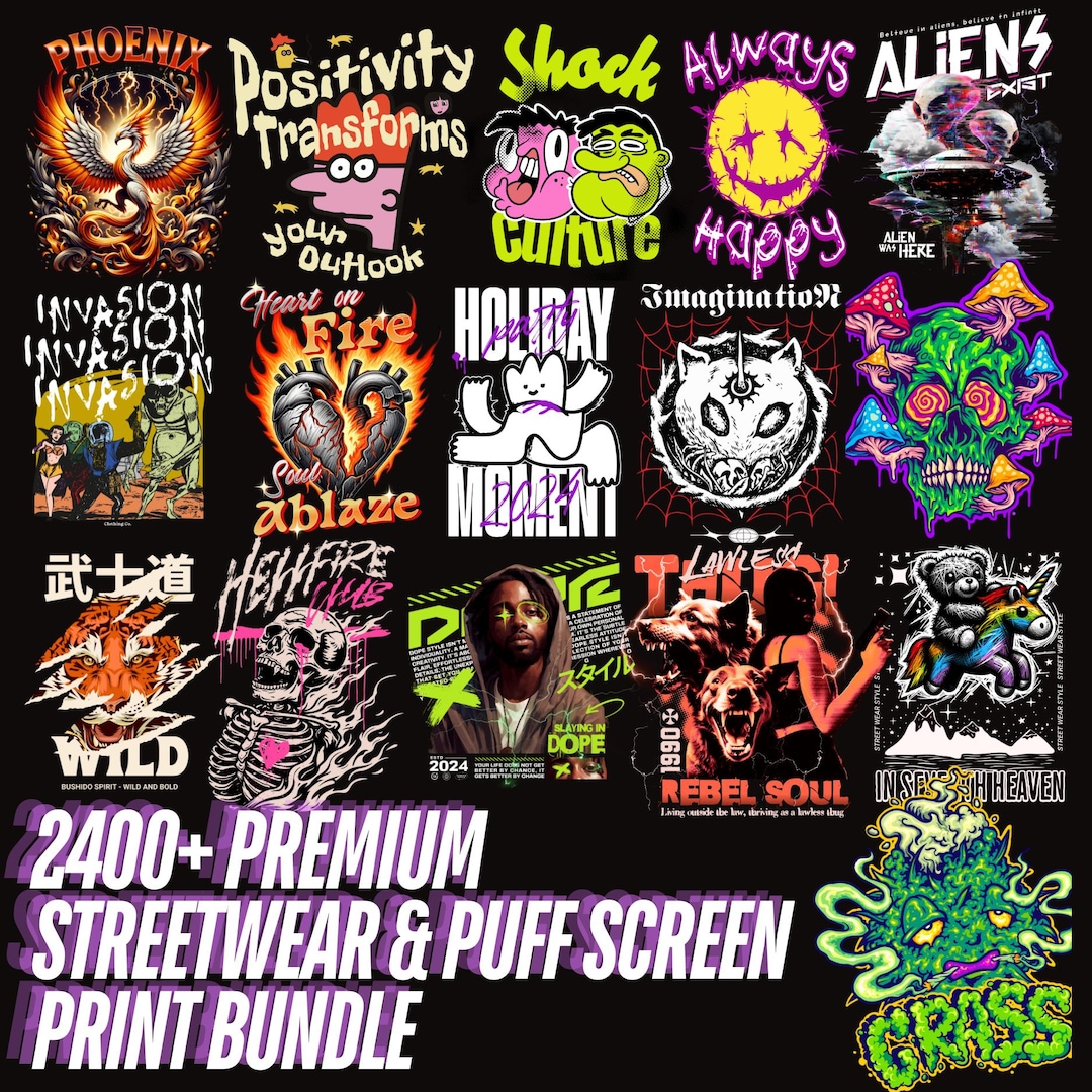 All in One 2400 Premium Streetwear Design Bundle | Urban Shirt Designs ...