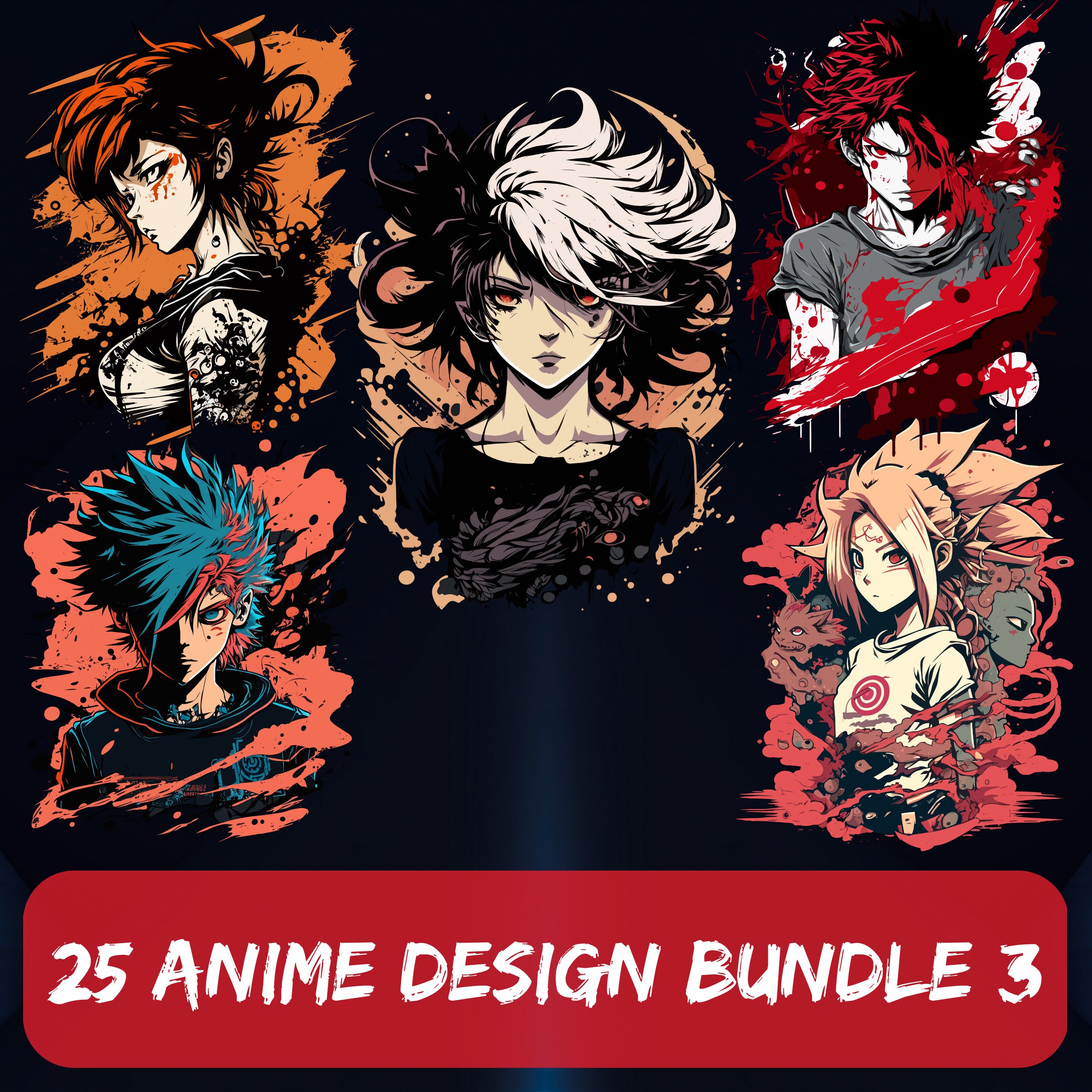 25 Anime Bundle 3 Png Hd Anime Bundle dtf Direct to Film Anime Cut File ...