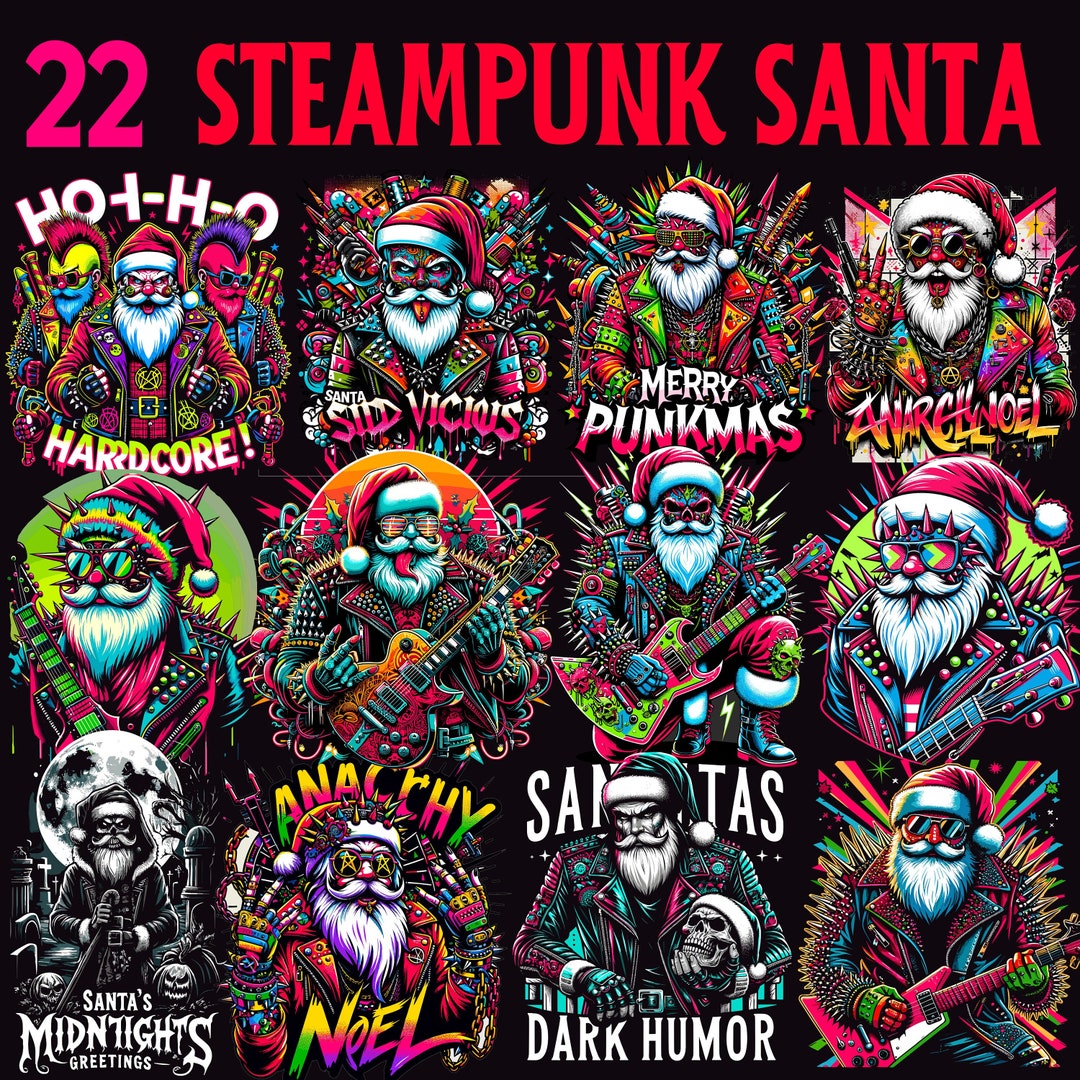 22 Steam-punk Santa | Funny Christmas Shirt | Santa Streetwear PNG ...