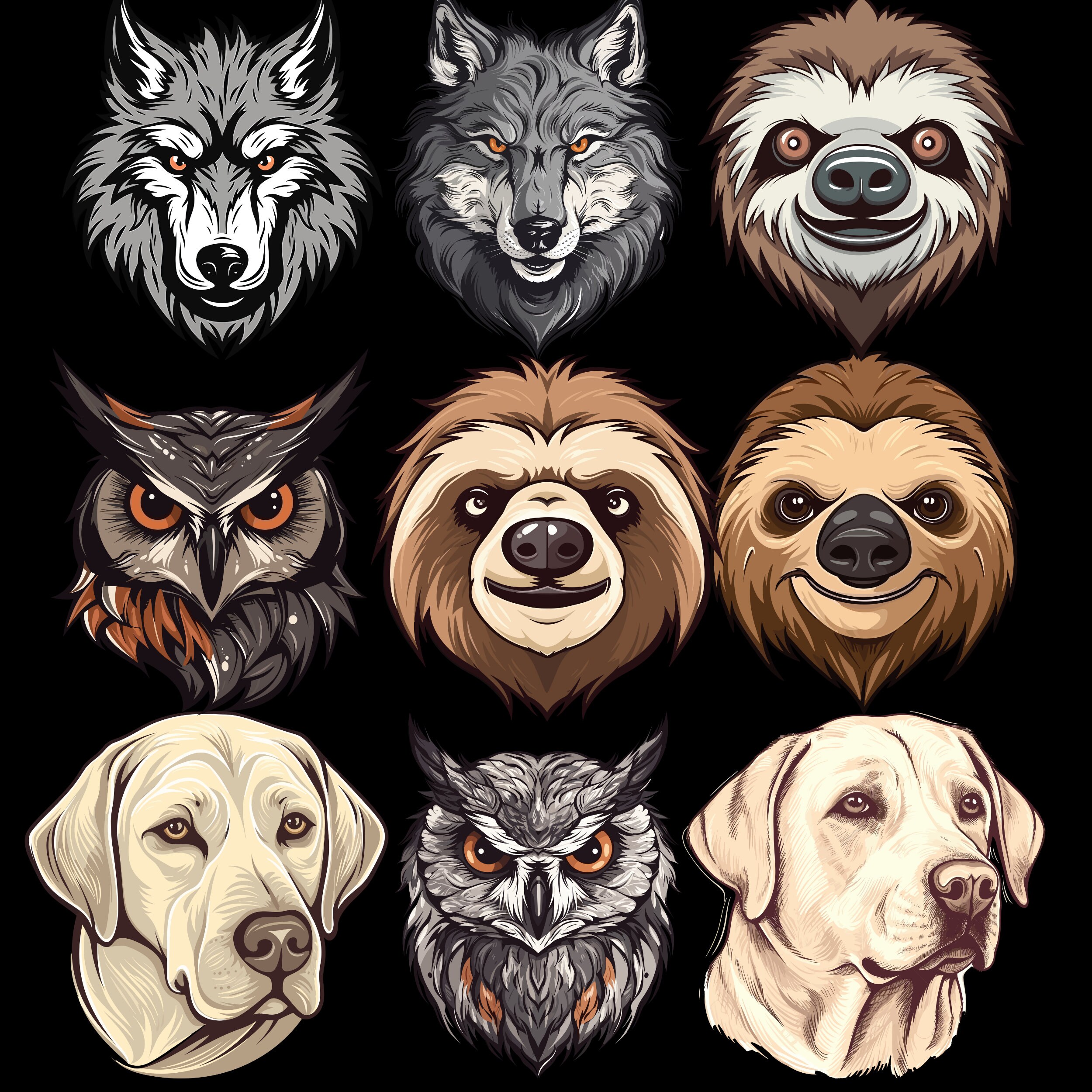 50 Animal Mascots Bundle 2 T-shirt Design Pop Culture - Etsy