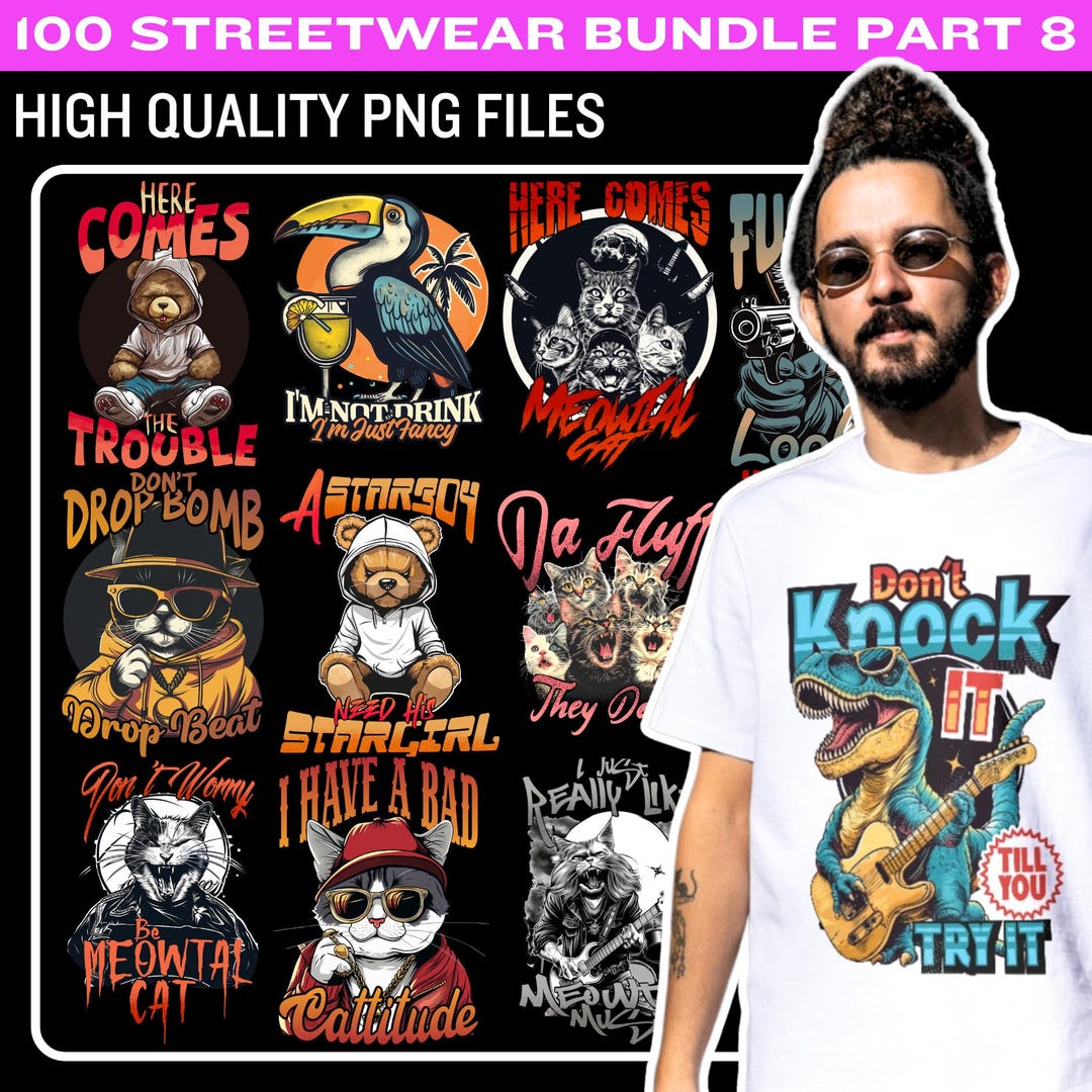 100 Streetwear Bundle Part 8 | Urban Shirt Designs | Digital | Urban ...