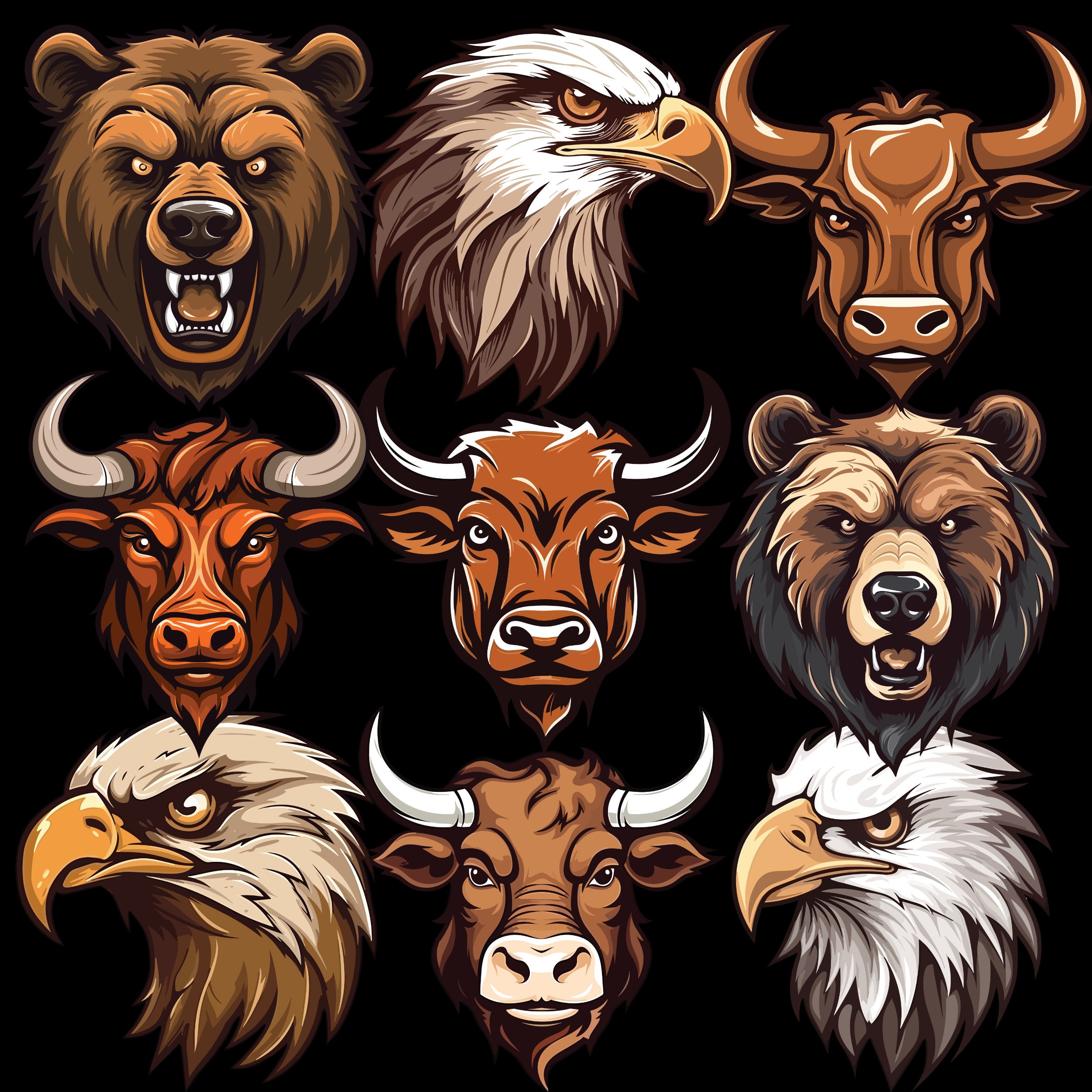 50 Animal Mascots Bundle 1 T-shirt Design Pop Culture - Etsy