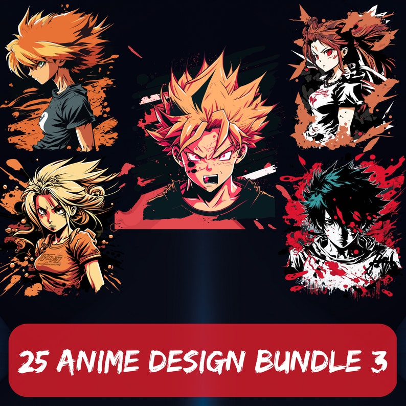 25 Anime Bundle 3 Png Hd Anime Bundle dtf Direct to Film Anime Cut File ...