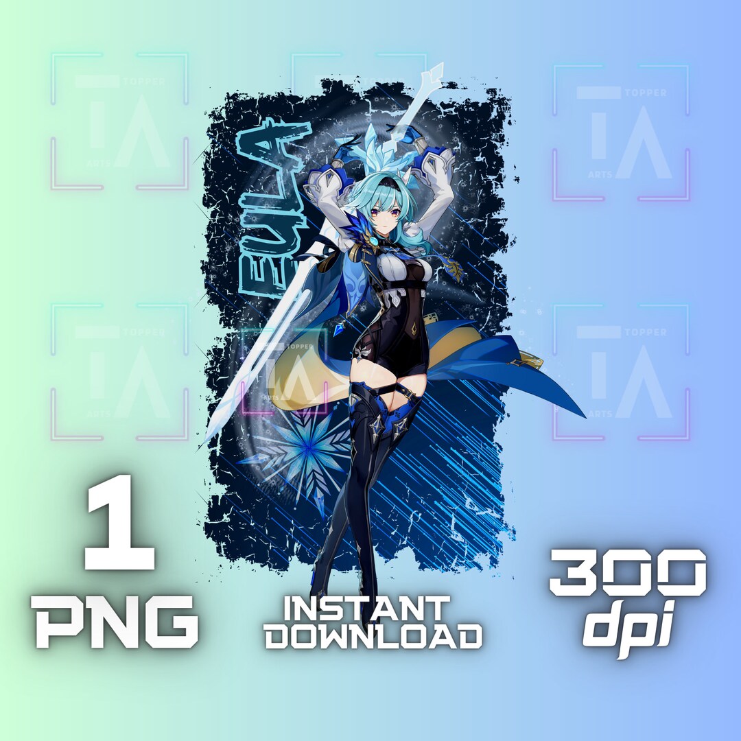 Genshin Impact Eula PNG Cricut Sticker T Shirt Sublimation Clipart Transparent Image Printable ...