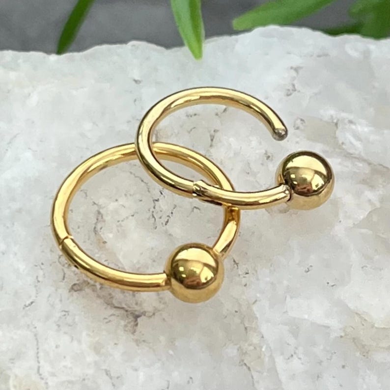 Hinged Segment Clicker Ring With Ball: Nose, Septum, Helix, Tragus Hoop ...