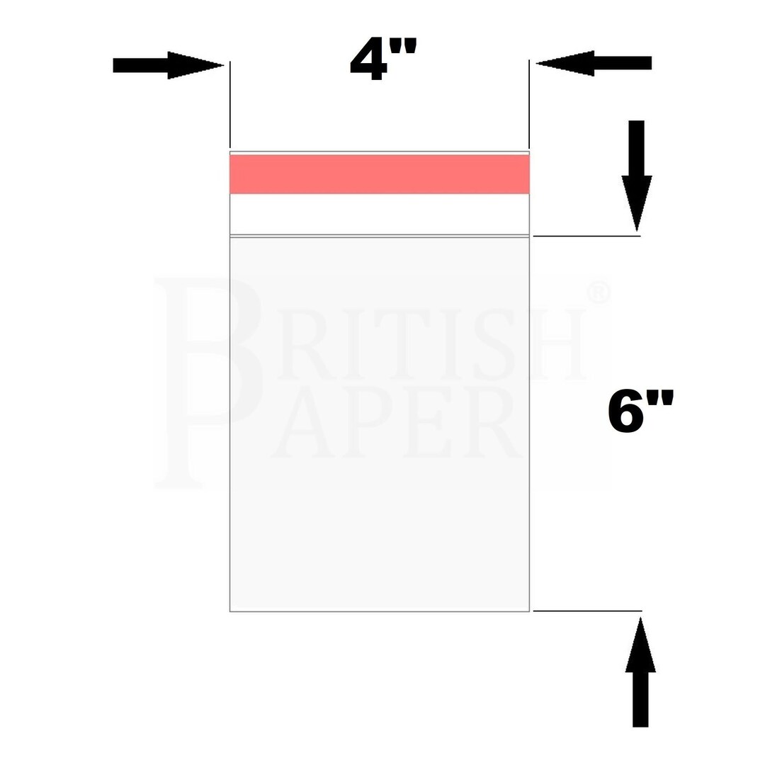 4" X 6" 108mm X 152mm Clear Self Seal Cellophane Bags A6 Clear Cello ...