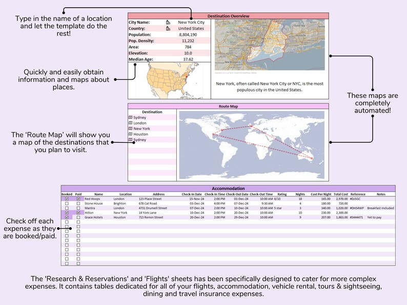 Ultimate Travel Planner, Google Sheets Travel Planner, Excel Travel ...