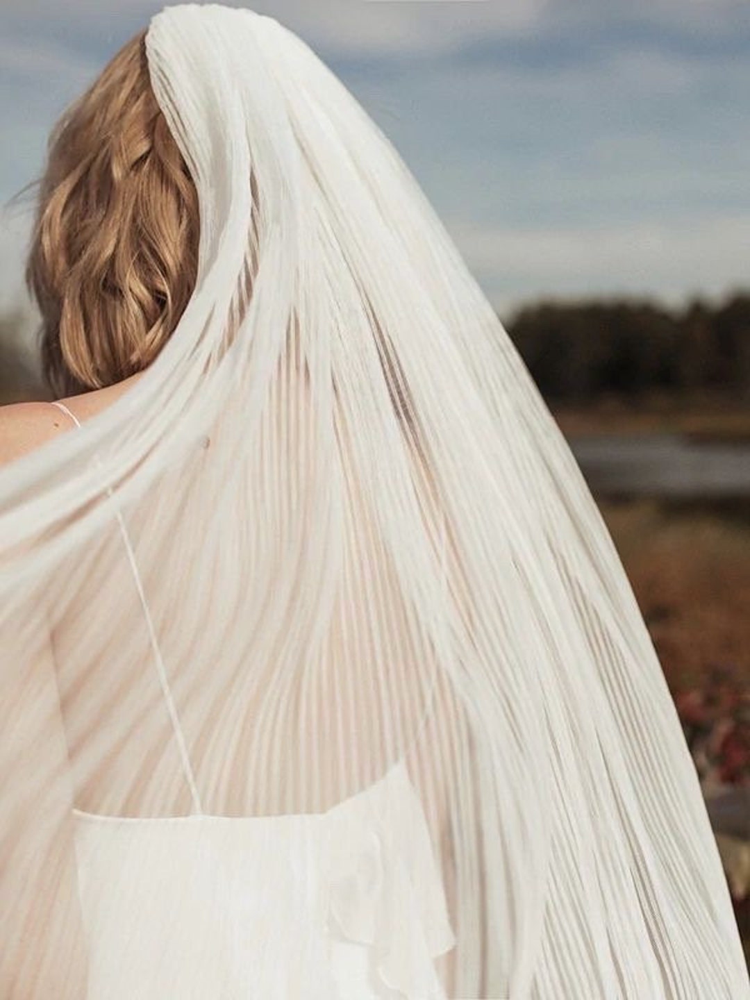 Pleated Wedding Veil | Modern Bridal Veil With Soft Vertical Pleats ...