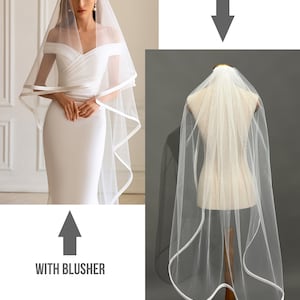 Elegant Satin Trim Bridal Veil - Classic 150cm Width, Tulle Wedding ...