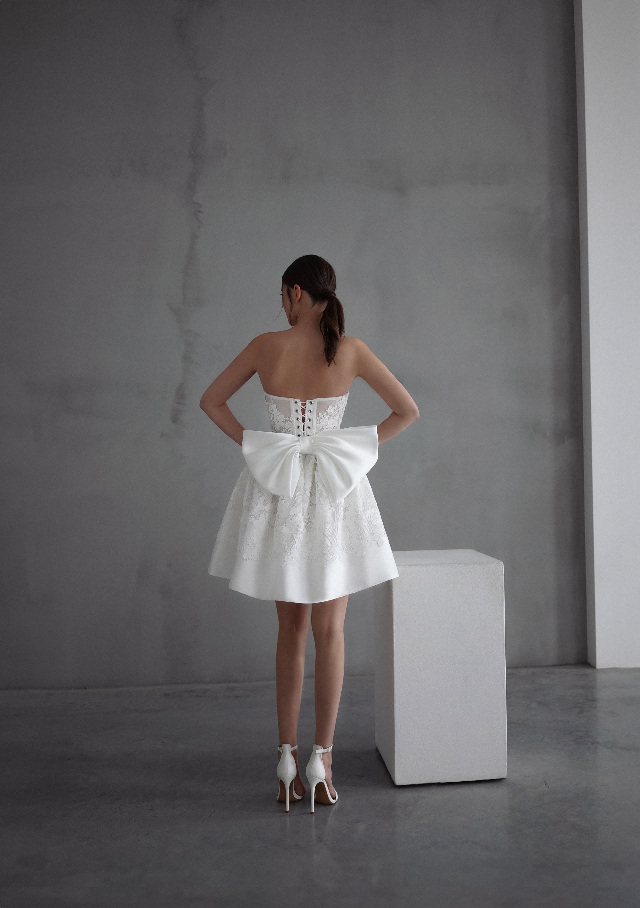 Charming Lace Embroidered Mini Wedding Dress, Sweetheart Neckline ...