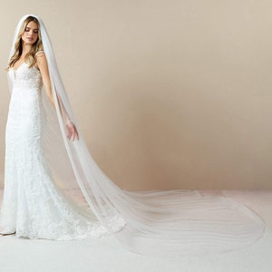 Wedding Veil Extra Wide | Classic Veil Extra Long Ivory | Soft Barely ...