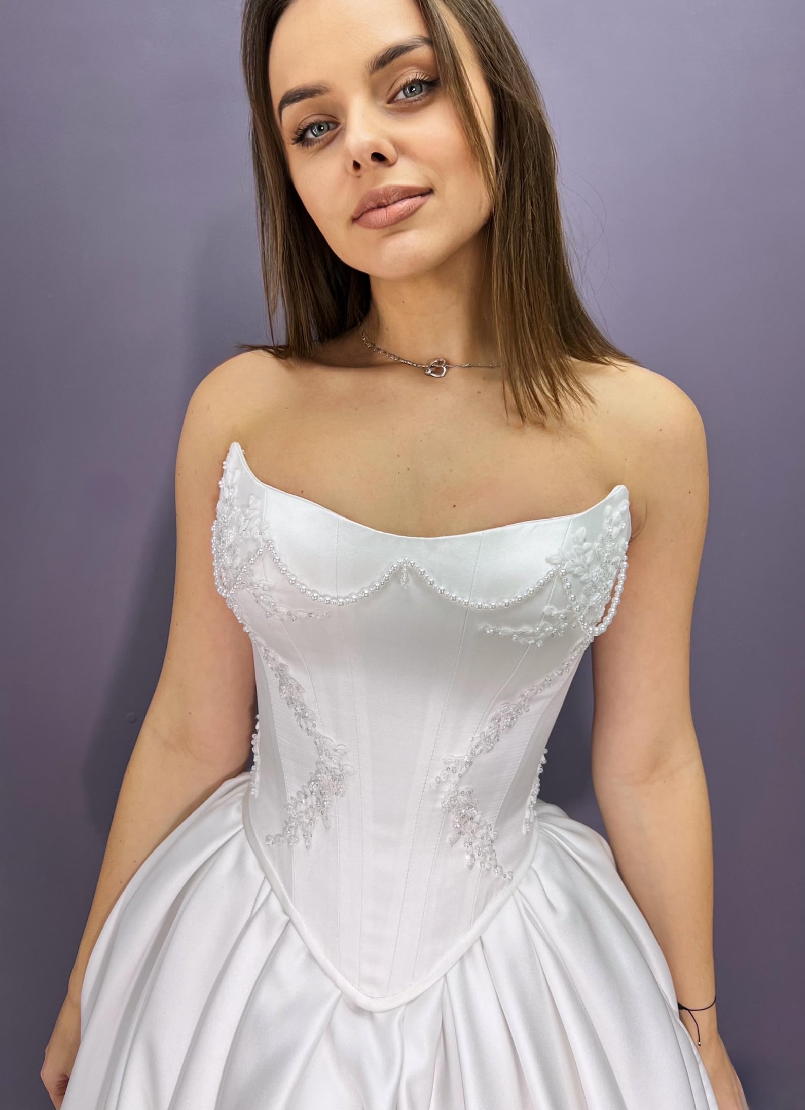 Bridal Corset Top Satin Bustier With Pearls • Wedding Corset Bodice ...