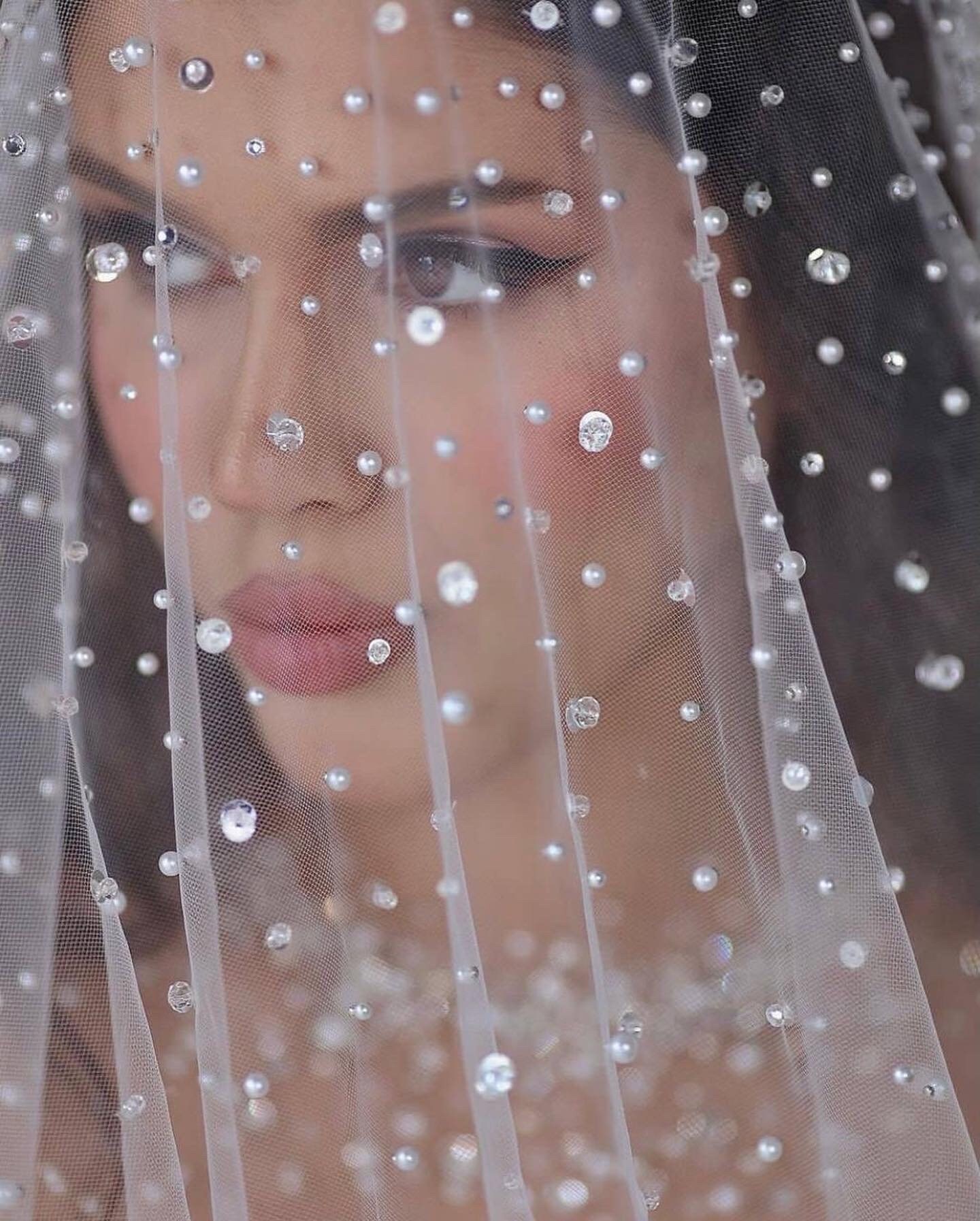 Pearl Scatter Bridal Veil Sheer Elegance With Glitter Base Option ...