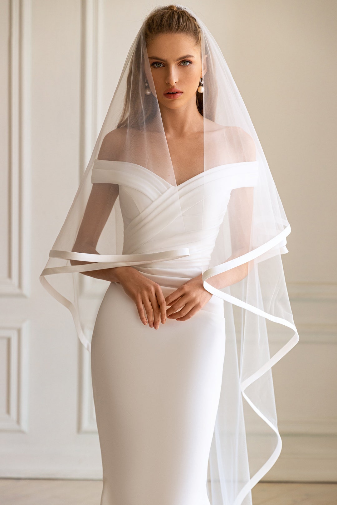 Elegant Satin Trim Bridal Veil - Classic 150cm Width, Tulle Wedding ...