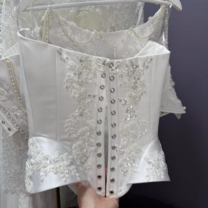 Luxury Victorian Corset Top and Chiffon Skirt – Handmade Beaded Satin ...