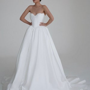 Simple A-line Princess Bridal Gown, Wedding Dress With Basque Corset ...